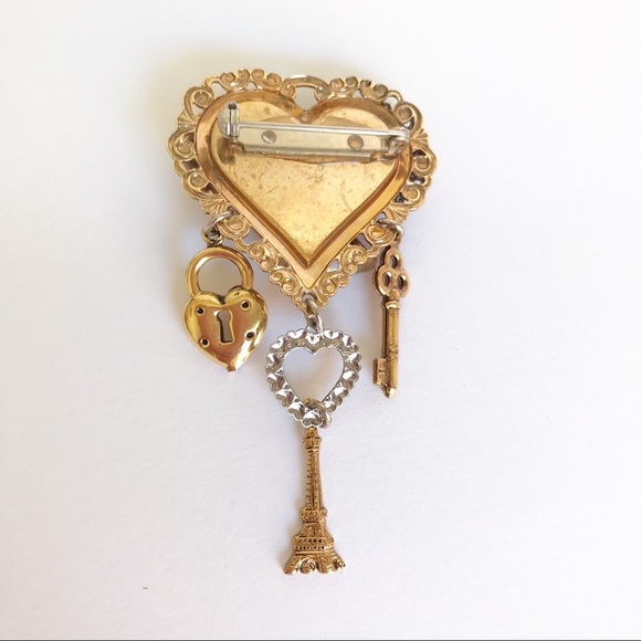 Jewelry | Vintage Steampunk Charm Brooch Clock Paris Lock | Poshmark